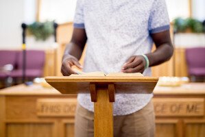 Preacher Behind Pulpit