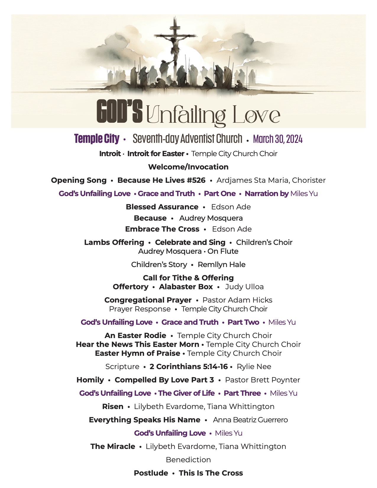 Bulletin/Worship Guide | Media | Temple City Seventh-day Adventist Church